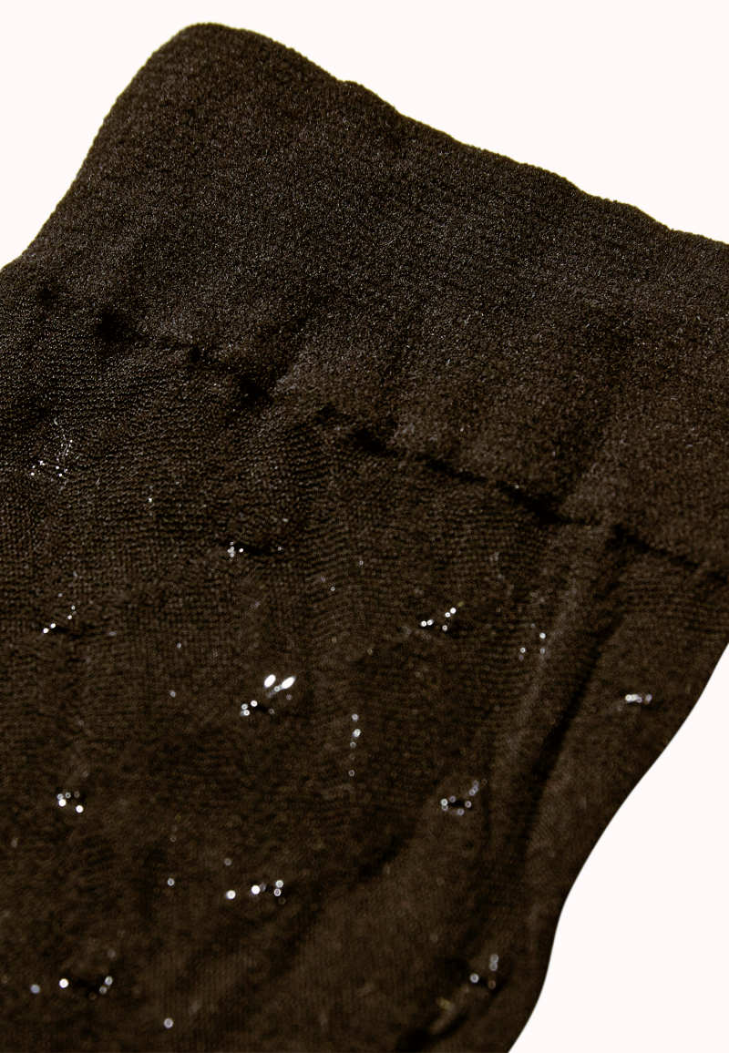 Decoy rudemønstret knæstrømpe i sort og sølv | StyleLegs.dk